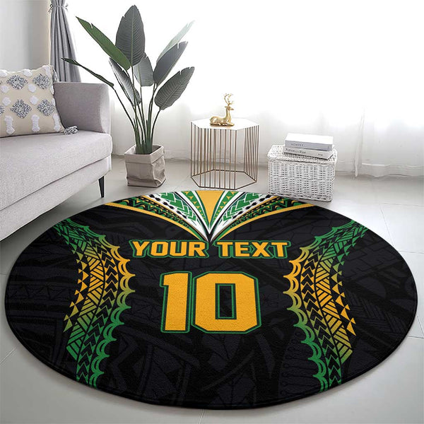 Custom Cook Islands Rugby League Round Carpet Tatau Tribal Pattern ...
