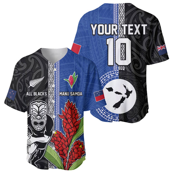 Custom Samoa and New Zealand Rugby Baseball Jersey Teuila Samoan and ...