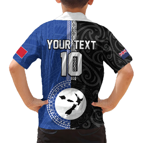 Custom Samoa and New Zealand Rugby Kid Hawaiian Shirt Teuila Samoan and ...