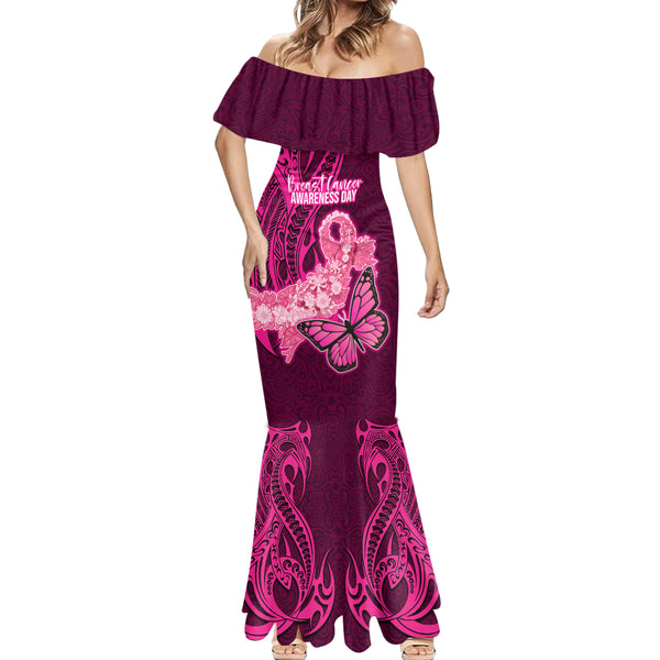Custom Polynesia Breast Cancer Mermaid Dress Butterfly and Flowers ...