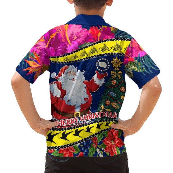 Cook Island Christmas Kid Hawaiian Shirt Santa Claus Mix Maroro and ...