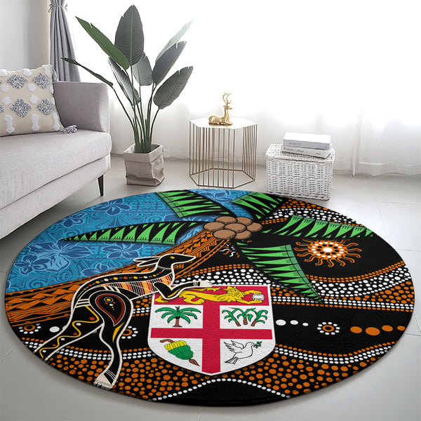 Fiji and Australia Round Carpet Fijian and Aboriginal mix Culture LT03