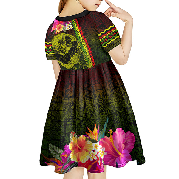Hawaiian Reggae Music Kid Short Sleeve Dress Jamaica Singer Tribal ...