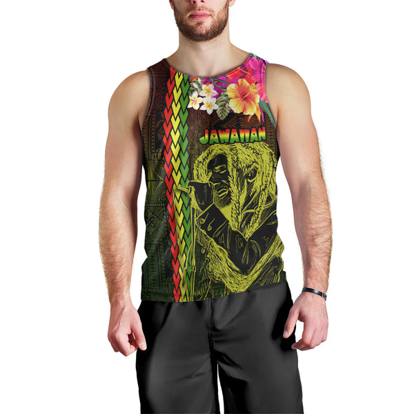 Hawaiian Reggae Music Men Tank Top Jamaica Singer Tribal Polynesian and ...