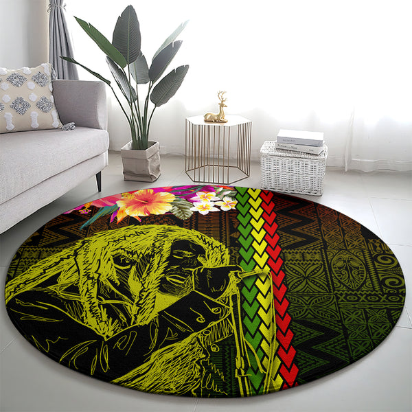 Hawaiian Reggae Music Round Carpet Jamaica Singer Tribal Polynesian and ...