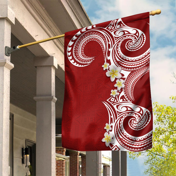 Aloha Polynesian Plumeria Flower Garden Flag Red Color LT03