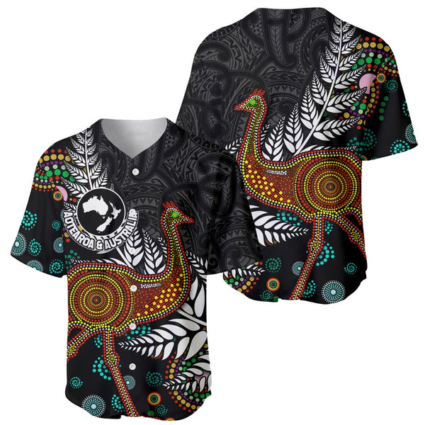 New Zealand Fern and Australia Emu Baseball Jersey Aboriginal Mix Maori ...