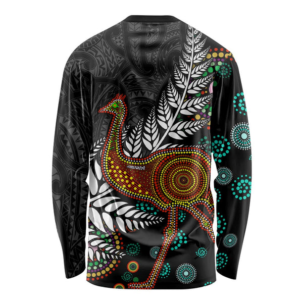 New Zealand Fern and Australia Emu Long Sleeve Shirt Aboriginal Mix ...