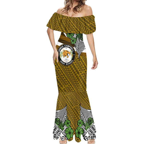Hawaii James Campbell High School Mermaid Dress Kakau Pattern Gold ...