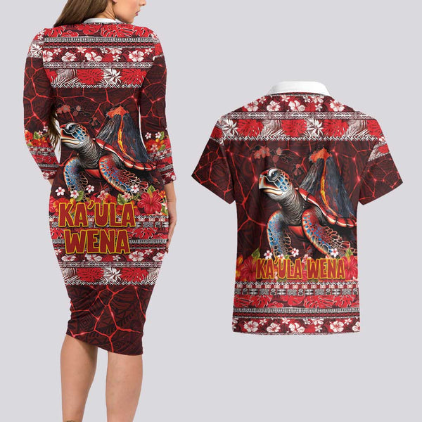 Hawaii KaUla Wena Volcano Turtle Couples Matching Long Sleeve Bodycon ...