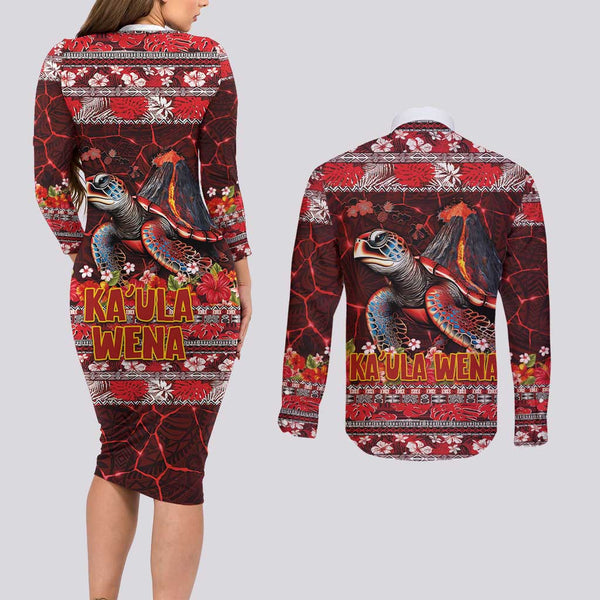 Hawaii KaUla Wena Volcano Turtle Couples Matching Long Sleeve Bodycon ...