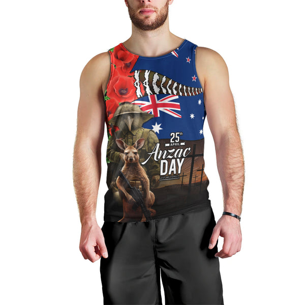 New Zealand and Australia ANZAC Day Men Tank Top National Flag mix Kiwi ...