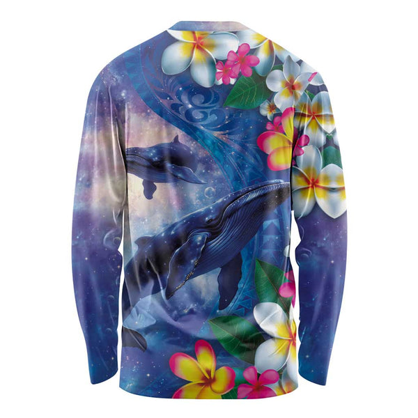 Hawaiian Lei Day Plumeria Humpback Whales Long Sleeve Shirt Polynesian ...