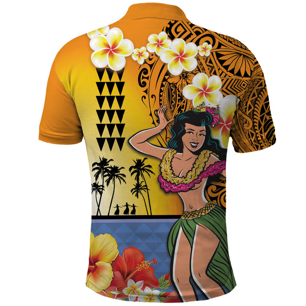 Happy Lei Day Polo Shirt Hula Girl Polynesian Flower Kakau Pattern LT03