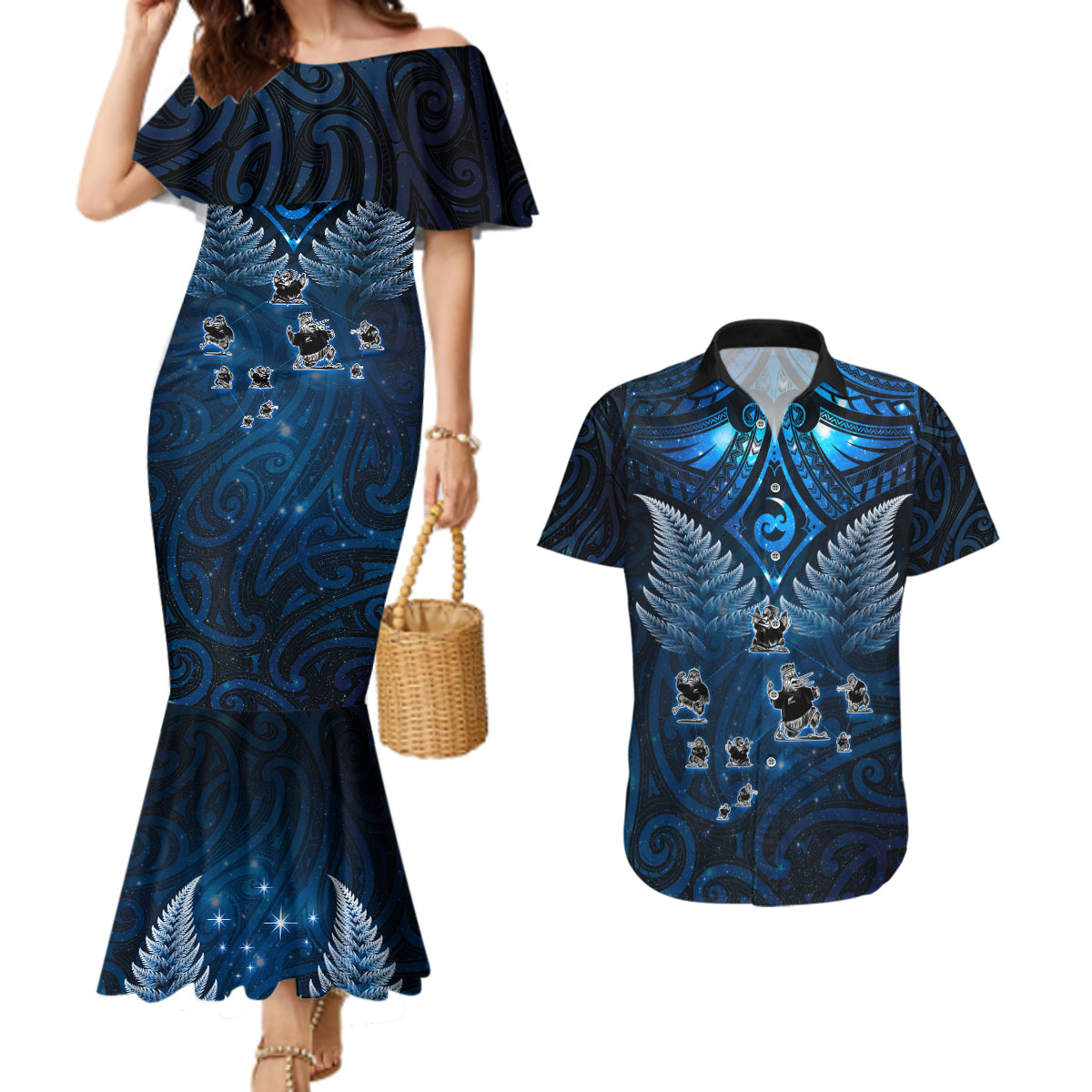 New Zealand Matariki Couples Matching Mermaid Dress and Hawaiian Shirt ...