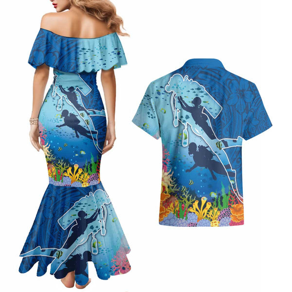 Polynesian Scuba Diving Couples Matching Mermaid Dress and Hawaiian ...