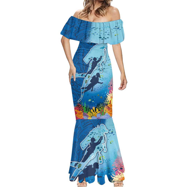 Polynesian Scuba Diving Mermaid Dress Beauty Corals with Underwater and ...