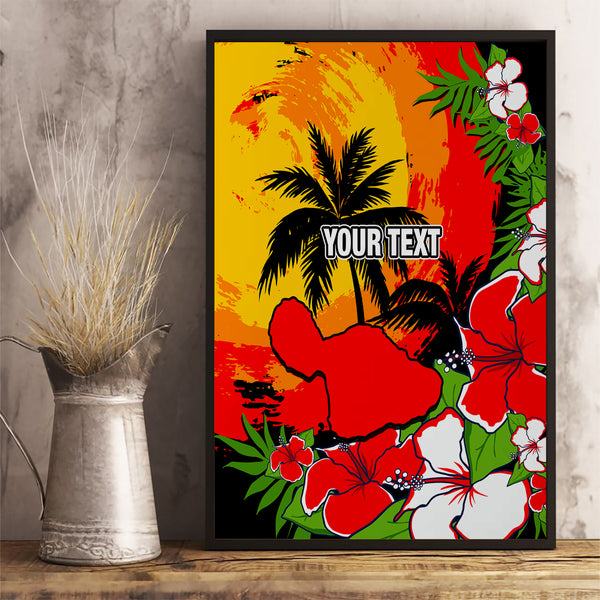 Custom Hawaii Maui Island Canvas Wall Art Maui Map With Tropical Forest ...