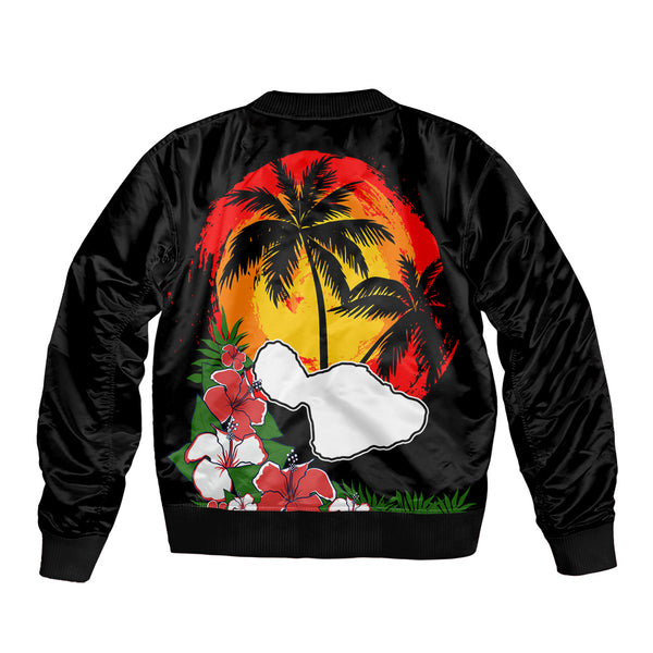 Hawaii Maui Island Sleeve Zip Bomber Jacket Maui Map With Tropical ...