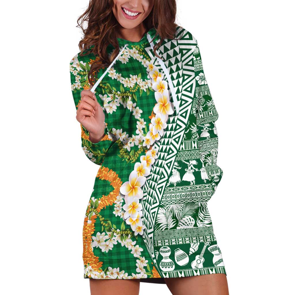 Home / Products / Hawaiian Plumeria Lei Hoodie Dress Kakau Motifs and ...