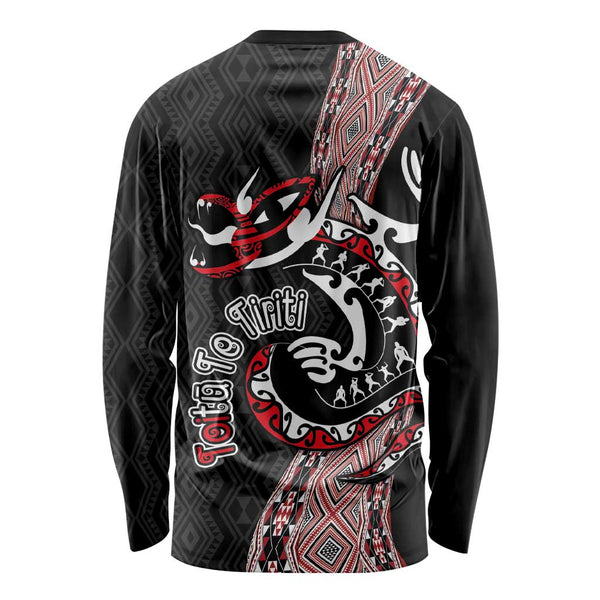 Aotearoa Toitu Te Tiriti Taniko Long Sleeve Shirt Maori Taniwha Haka ...