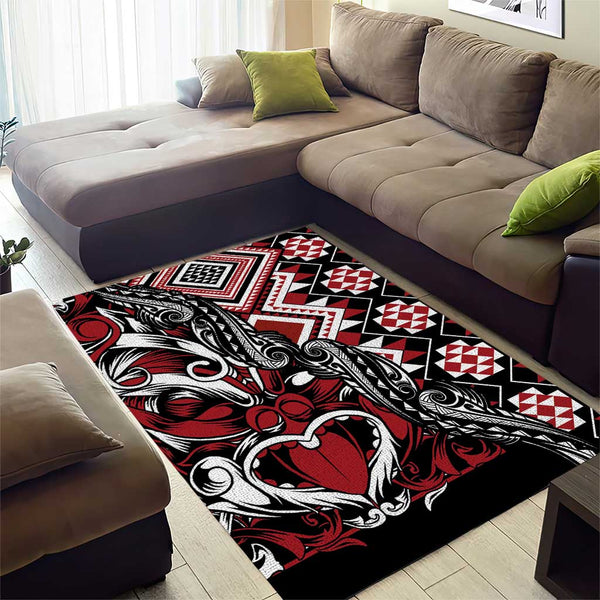 Aotearoa Maori Moko Art with Taniko Half Style Area Rug LT03