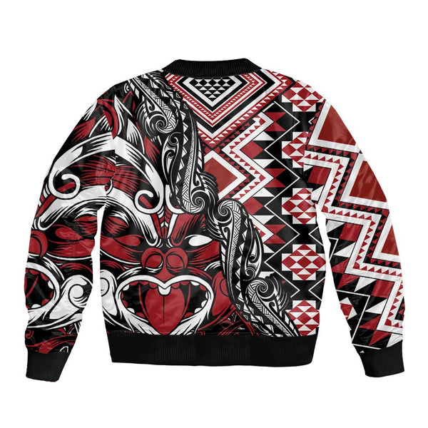 Aotearoa Maori Moko Art with Taniko Half Style Bomber Jacket LT03