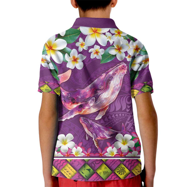 Hawaiian Plumeria and Humpback Whales Kid Polo Shirt Polynerian Art ...