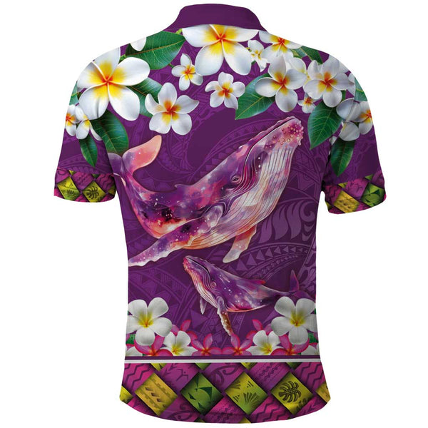 Hawaiian Plumeria and Humpback Whales Polo Shirt Polynerian Art Tattoo ...