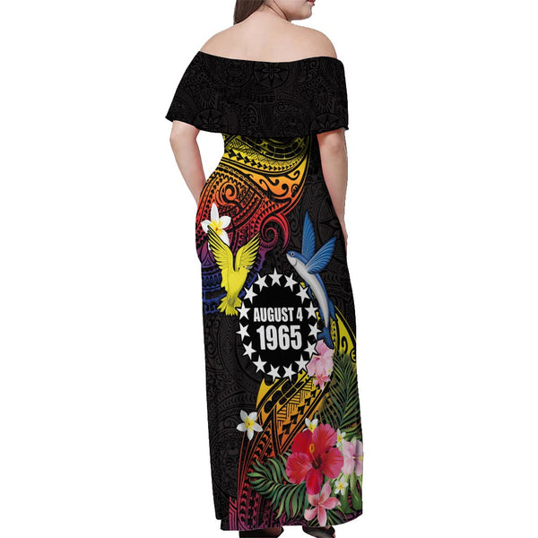 Cook Islands Independence Day Off Shoulder Maxi Dress Maroro and Kakaia ...