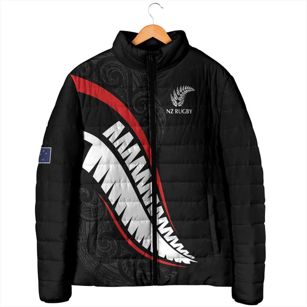 New Zealand Rugby Custom Padded Jacket Sporty Silver Fern Shape with ...