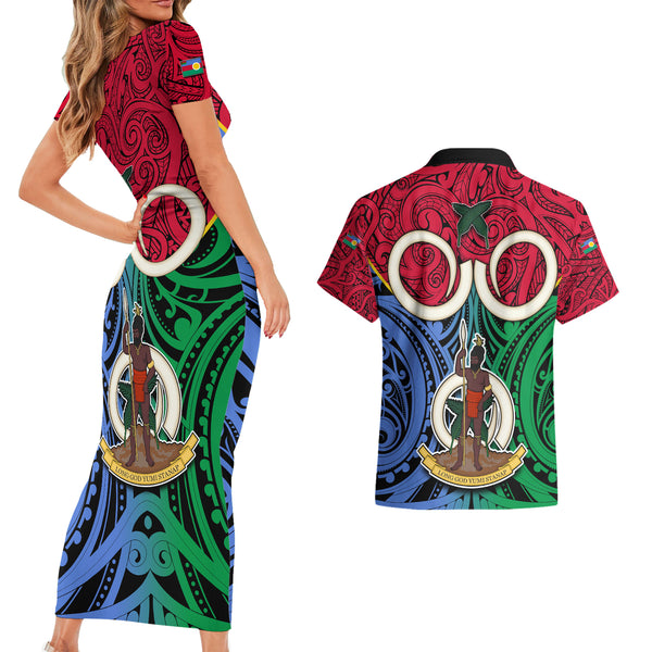 Vanuatu Shefa Province Couples Matching Short Sleeve Bodycon Dress and ...