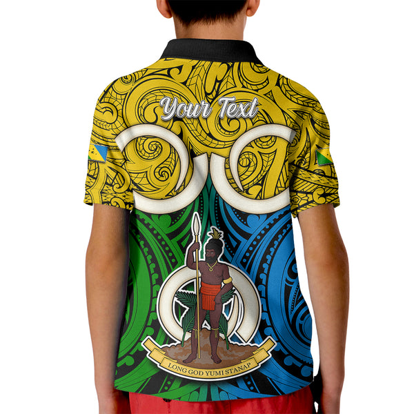 Personalised Vanuatu Malampa Province Kid Polo Shirt Pig Tusk Mix Maori ...