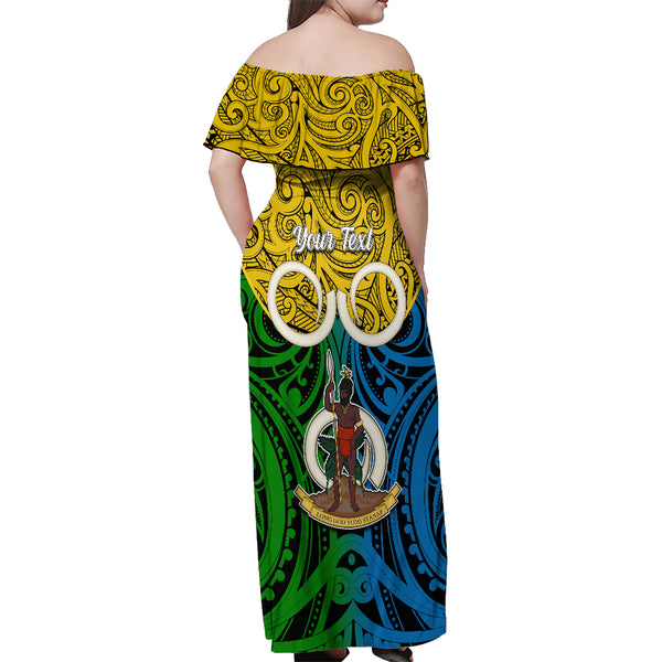 Personalised Vanuatu Malampa Province Off Shoulder Maxi Dress Pig Tusk ...