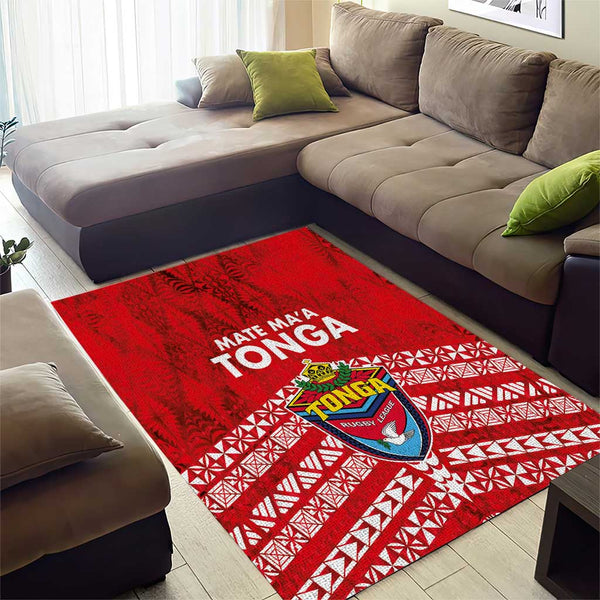 Mate Ma'a Tonga Area Rug Double White Dove and Kupesi Ngatu Art Tattoo LT03