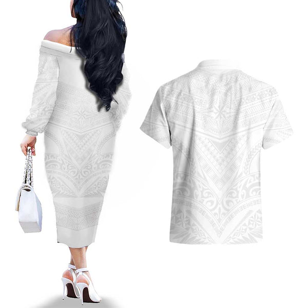 Tonga White Sunday Couples Matching Off The Shoulder Long Sleeve Dress ...