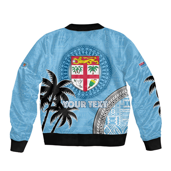 Personalised Fiji Sleeve Zip Bomber Jacket Tapa Pattern Fijian Coat of ...