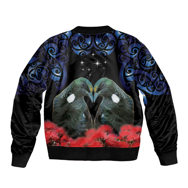 New Zealand Maori Matariki Sleeve Zip Bomber Jacket Hongi Tui Bird ...