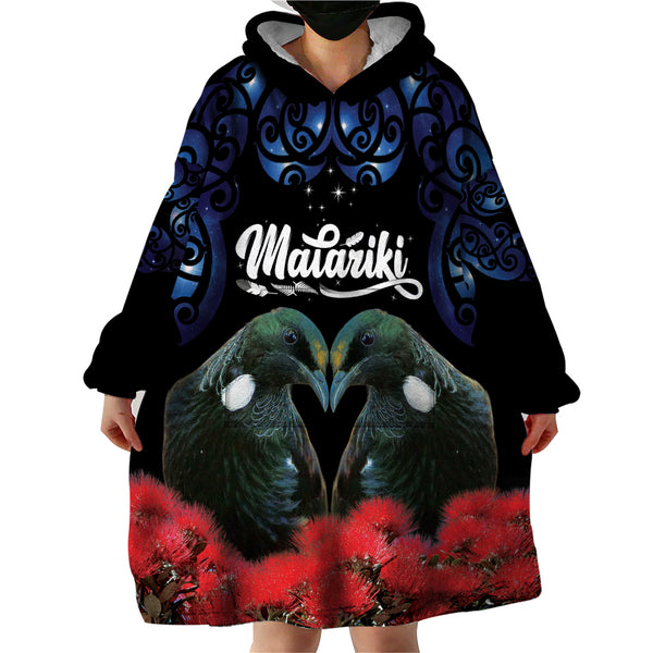 New Zealand Maori Matariki Wearable Blanket Hoodie Hongi Tui Bird ...