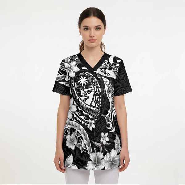 Guam Dolphins Tribal Tattoo Scrub Top Polynesian Art and Tropical ...