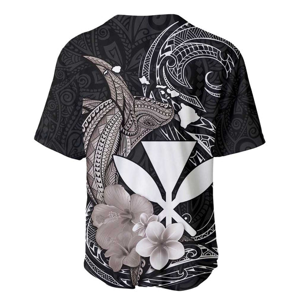 Hawaiian Whale and Kanaka Maoli Symbol Baseball Jersey Hibiscus with ...