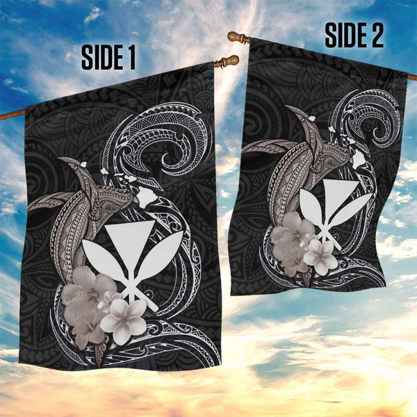 Hawaiian Whale and Kanaka Maoli Symbol Garden Flag Hibiscus with Hawaii ...