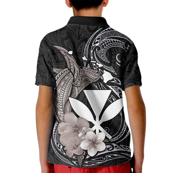 Hawaiian Whale and Kanaka Maoli Symbol Kid Polo Shirt Hibiscus with ...