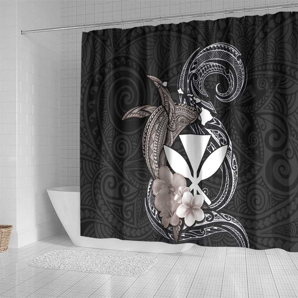 Hawaiian Whale and Kanaka Maoli Symbol Shower Curtain Hibiscus with ...