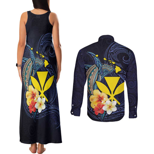 Hawaiian Whale and Kanaka Maoli Symbol Couples Matching Tank Maxi Dress ...