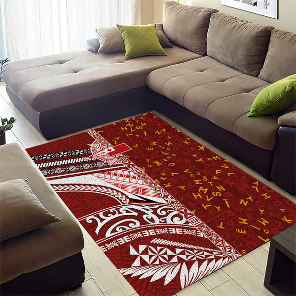 Tonga Language Week Area Rug Ngatu Pattern and Tongan Alphabet LT03
