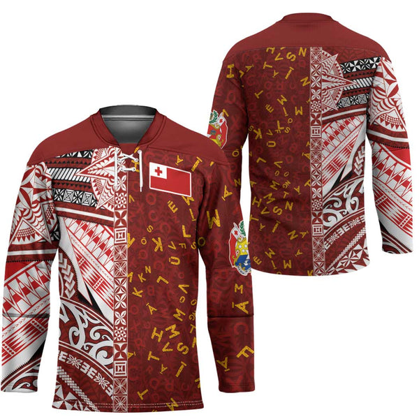 Tonga Language Week Hockey Jersey Ngatu Pattern and Tongan Alphabet LT03