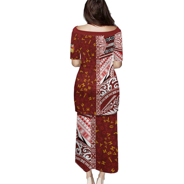 Tonga Language Week Puletasi Ngatu Pattern and Tongan Alphabet LT03