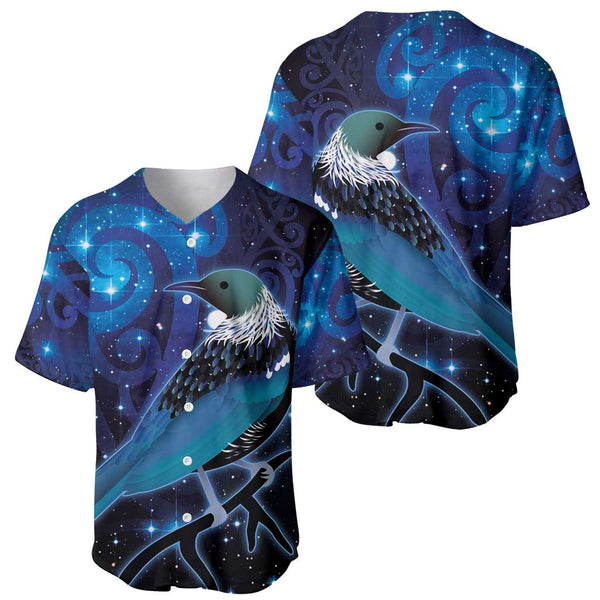 New Zealand Tui Bird Baseball Jersey The Pleiades Star Cluster and Koru ...