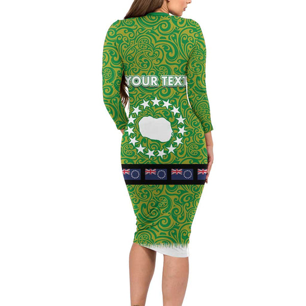 Cook Islands Merry Christmas Long Sleeve Bodycon Dress Santa Suit Style ...
